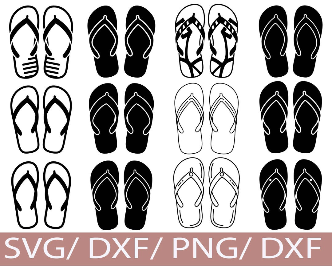 Flip Flop SVG Bundle | Summer Sandals Silhouette Clipart | Beach Shoes ...