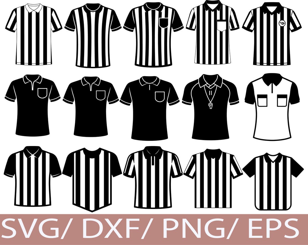 Referee Jersey SVG Bundle | Striped Sports Shirt Icons | Umpire Uniform ...
