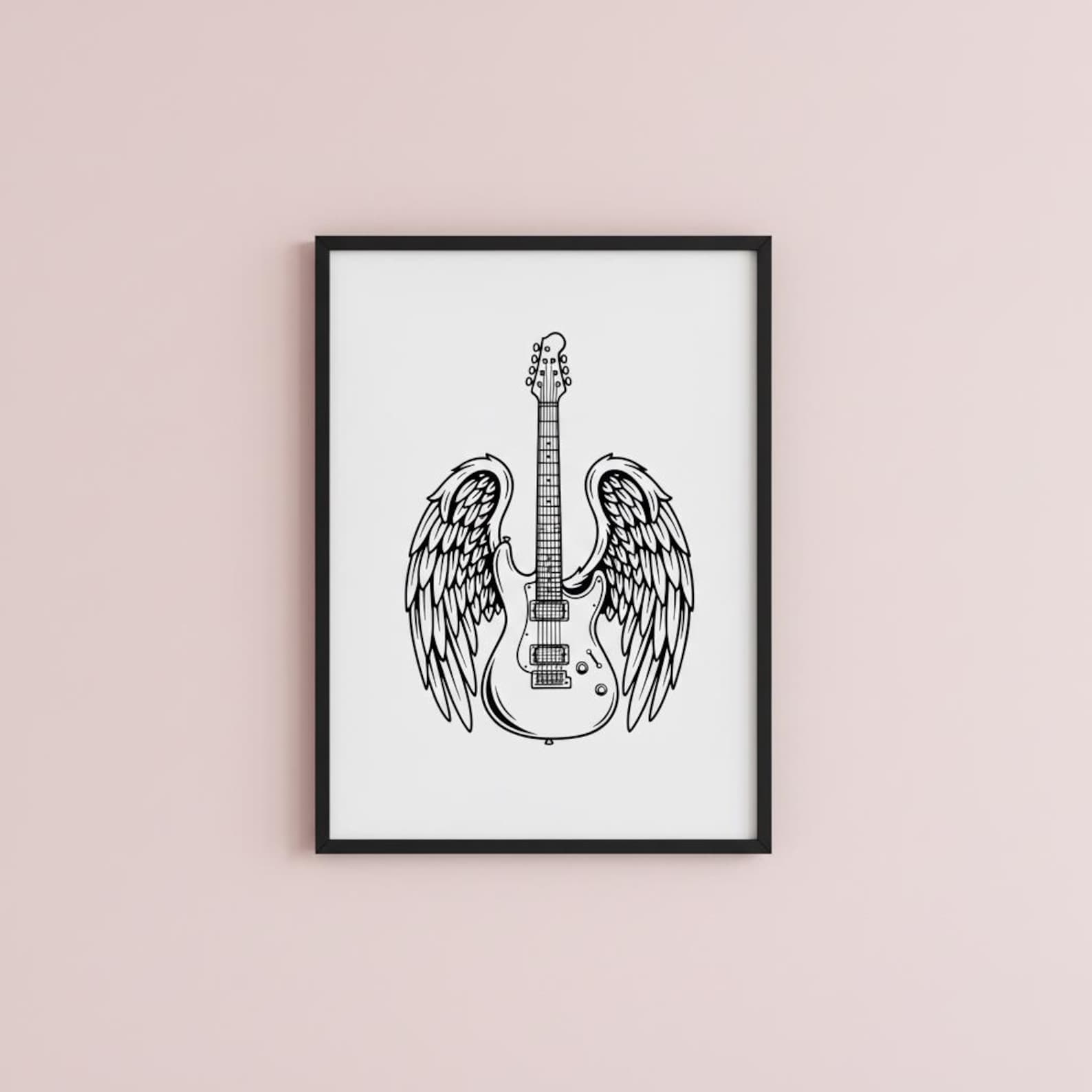 Angel Wing Electric Guitar SVG | Rock Music Cut File (digital Download ...