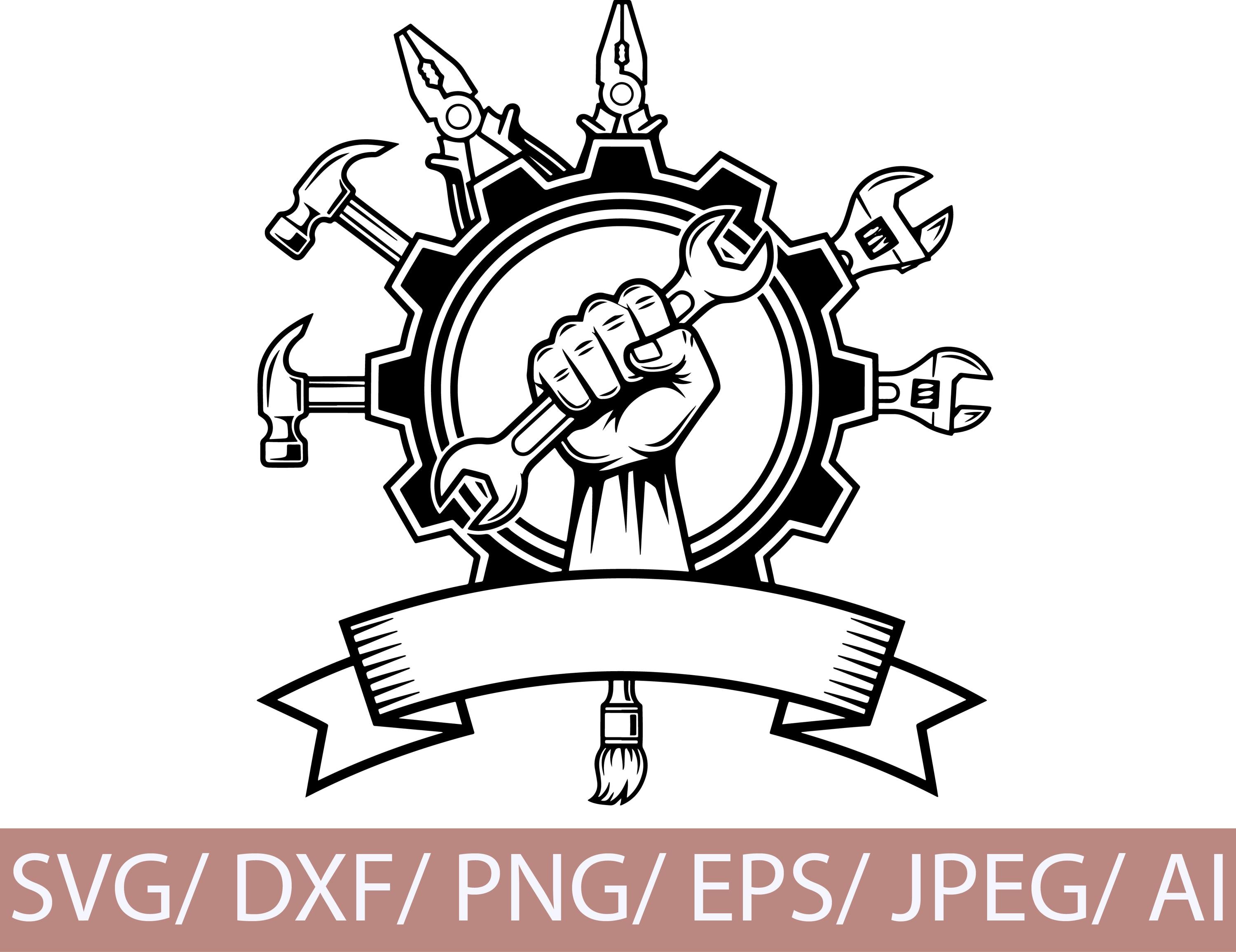 Mechanic Hand Holding Wrench SVG, Tool Silhouette Clipart, Repair PNG ...