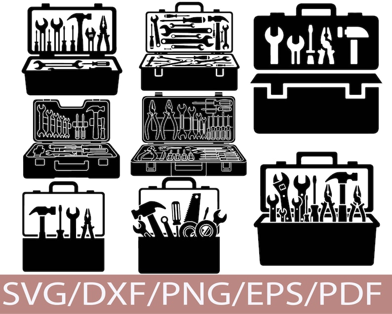 Toolbox SVG Bundle | Tool Case Silhouette Set | Mechanic Repair Tool ...