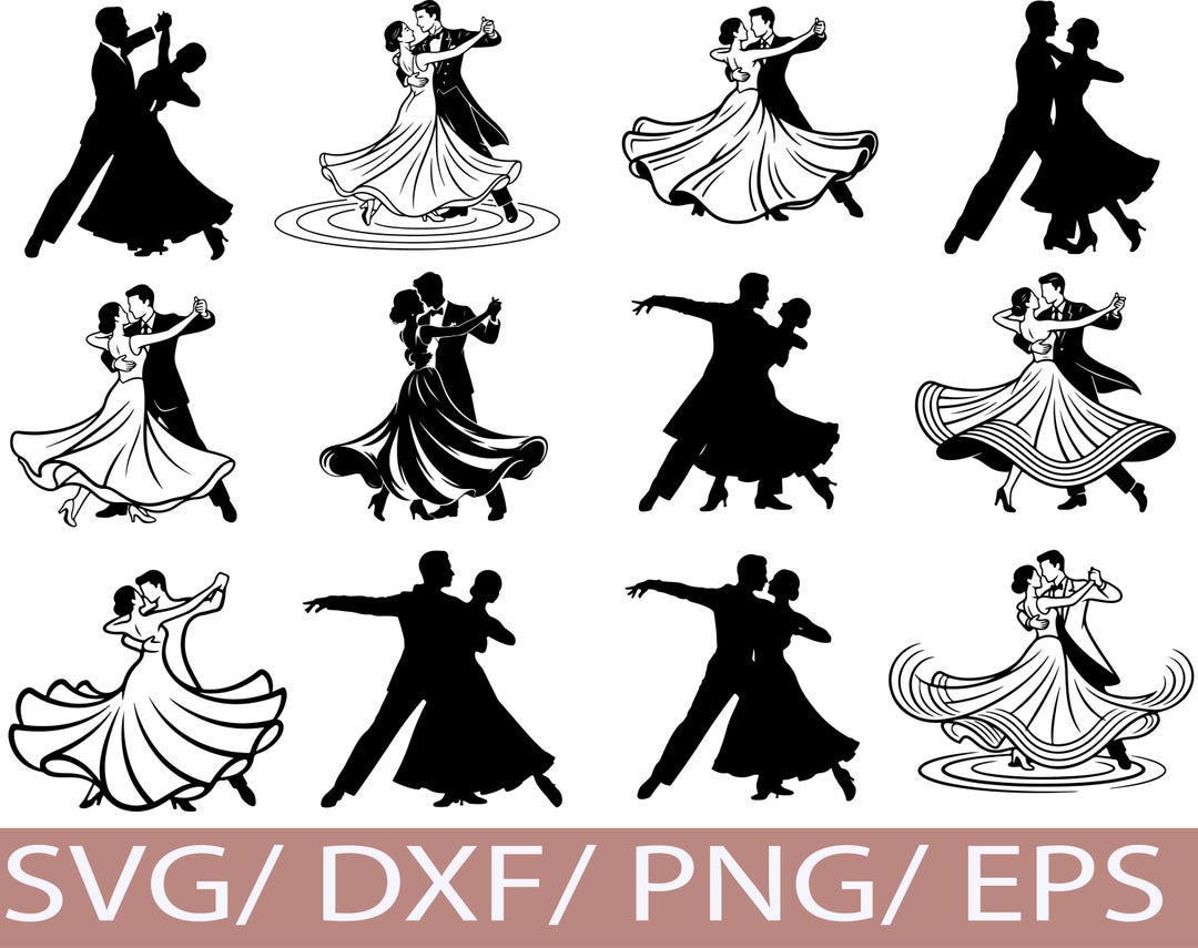 Ballroom Dance SVG Clipart | Waltz Tango Silhouette Cut Files (digital ...