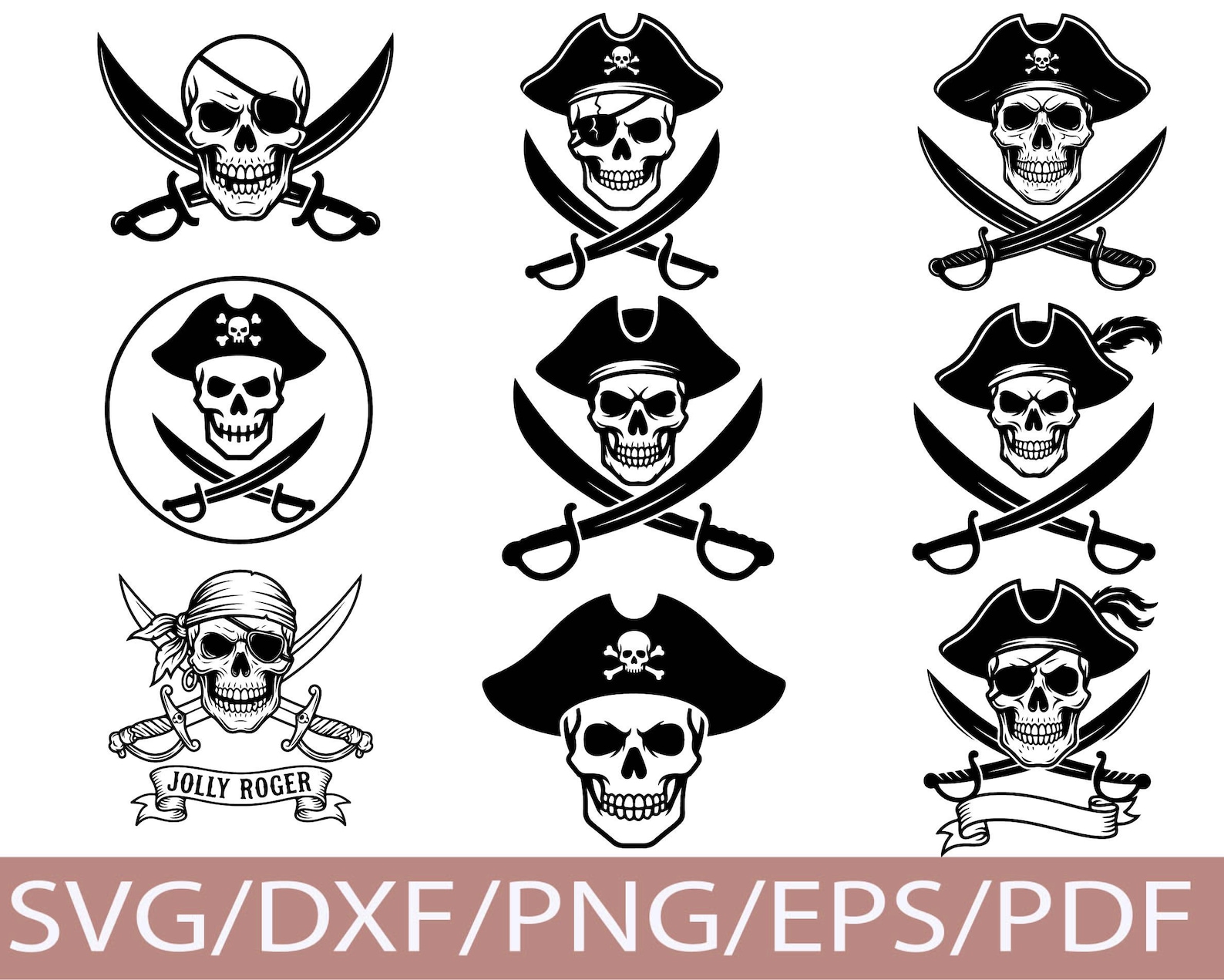 Pirate Skull SVG Bundle | Jolly Roger Cut Files (digital Download) - Etsy