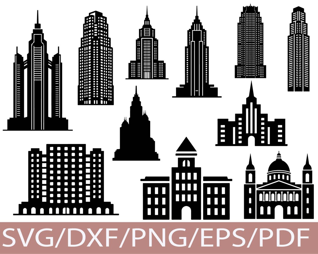 Building SVG Bundle | City Skyline Silhouettes | Skyscraper ...