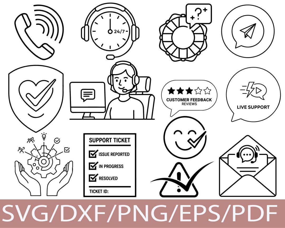 Customer Support Icon Set | Help Desk SVG Bundle (digital Download) - Etsy