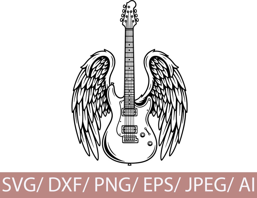 Angel Wing Electric Guitar SVG | Rock Music Cut File (digital Download ...