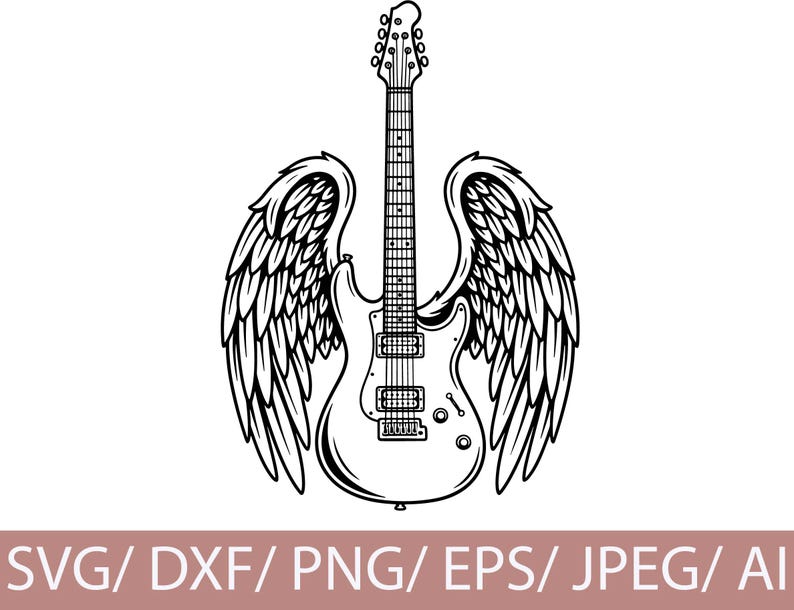 Angel Wing Electric Guitar SVG | Rock Music Cut File (digital Download ...