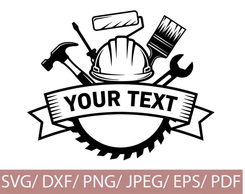 Construction Logo SVG | Custom Builder Badge | Tools Hard Hat Emblem ...