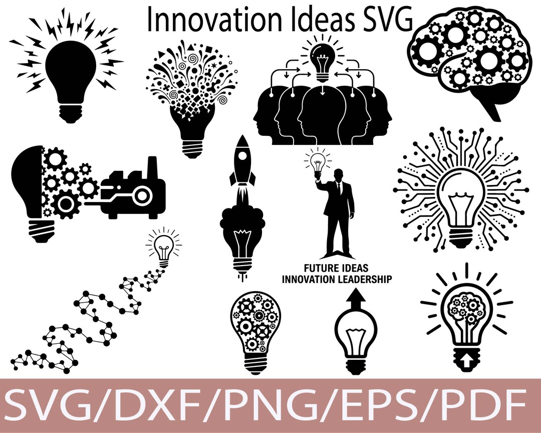 Light Bulb Innovation SVG Bundle | Brain, Leadership Icons (digital ...