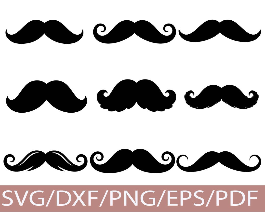 Mustache SVG Clipart Bundle | Moustache Silhouette Cut Files (digital ...
