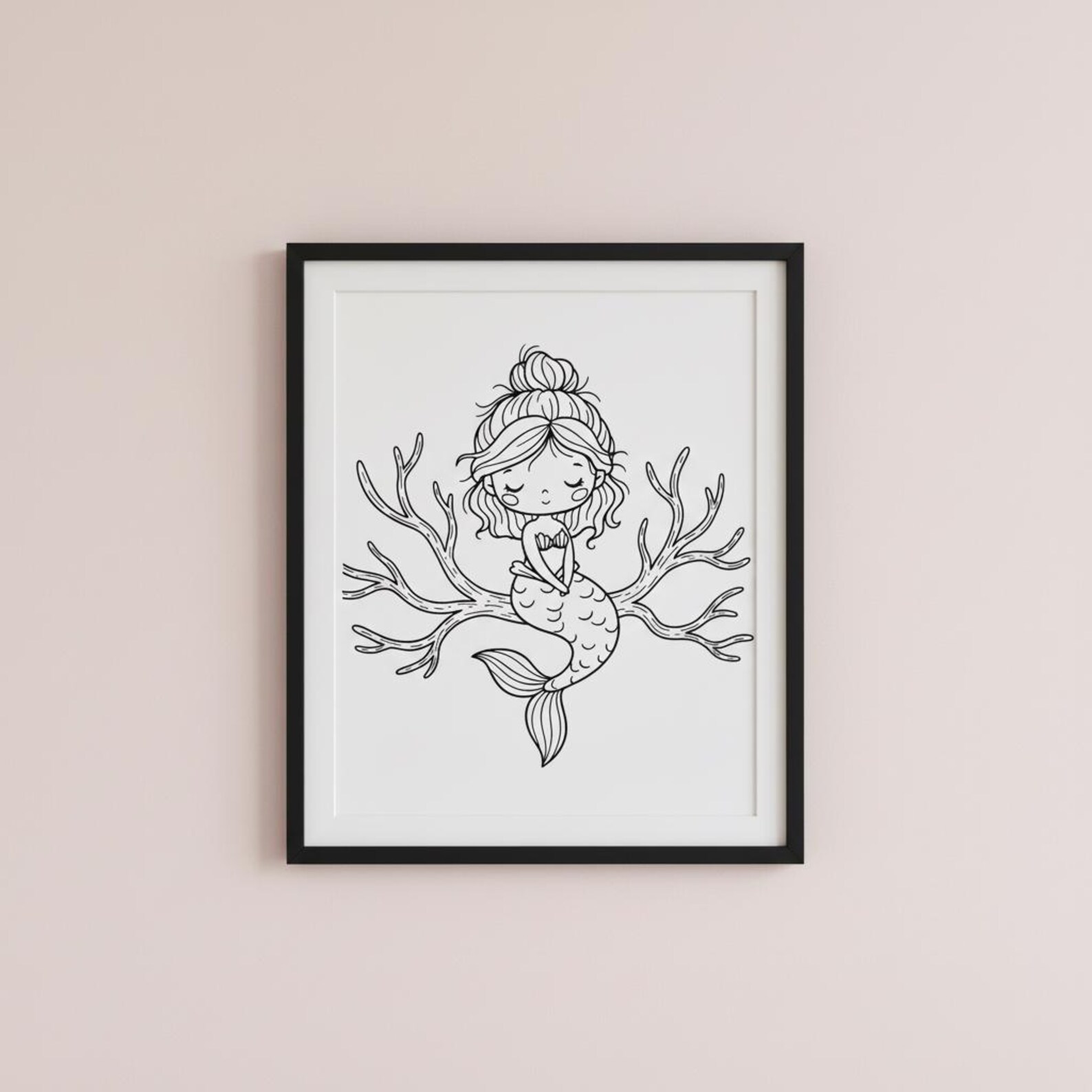 Cute Mermaid SVG, Mermaid Silhouette, Kawaii Mermaid Line Art Cut File ...