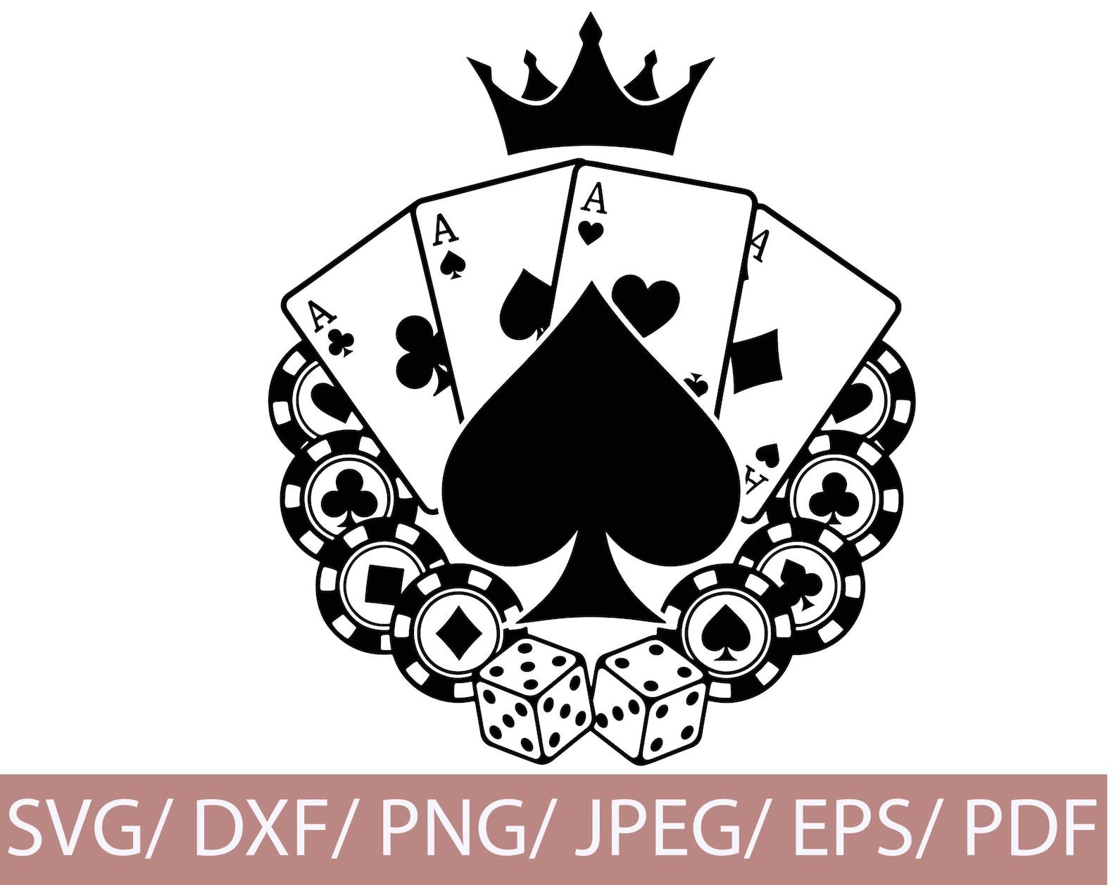 Royal Poker SVG | Casino Playing Cards SVG | Ace of Spades Crown Design ...