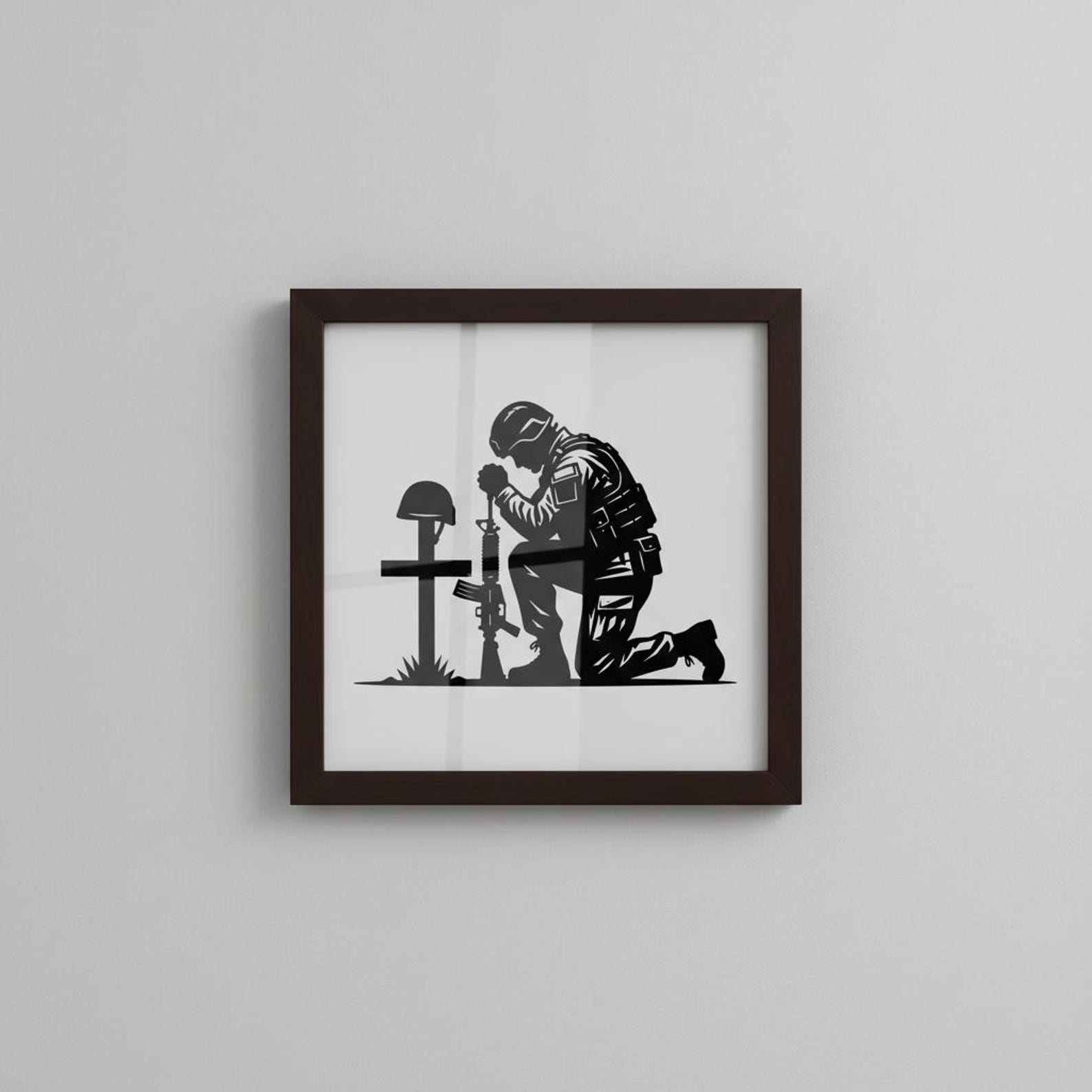 Fallen Soldier SVG | Kneeling Soldier Memorial Silhouette for Cricut ...