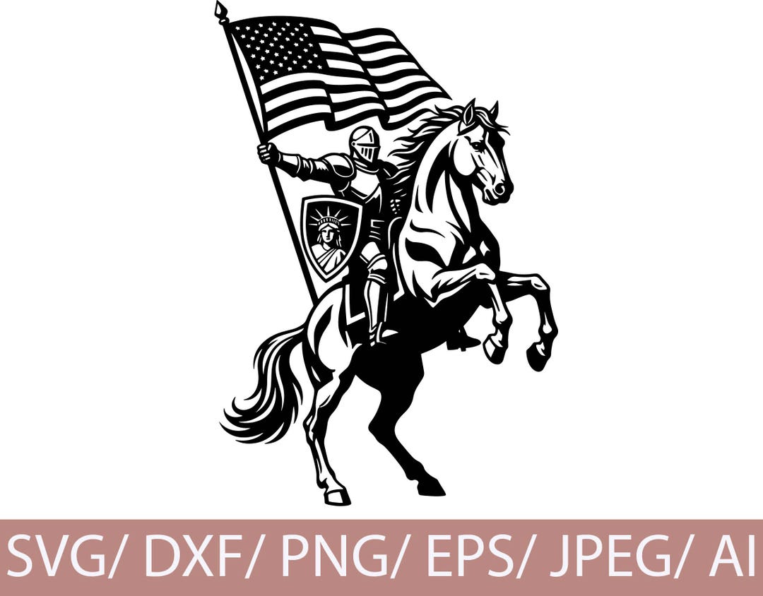 Patriotic Knight With USA Flag SVG Silhouette | Cricut, T-shirt ...