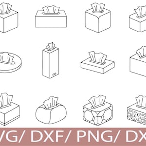 Tissue Box SVG Silhouette Bundle Bathroom Home Decor Icons for Craft ...