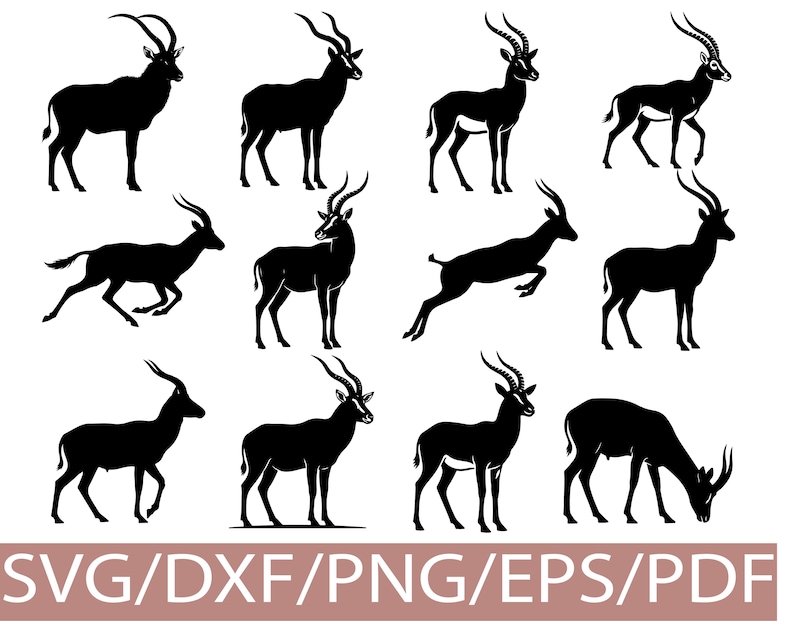 Antelope Gazelle Bundle SVG Silhouette Wild Animal Clipart Set - Etsy