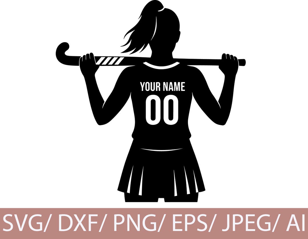 Personalized Field Hockey Player Silhouette SVG, Sports Cut File ...