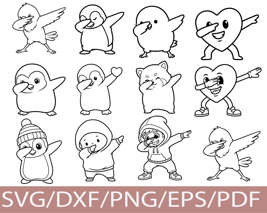 Dabbing SVG Bundle | Cute Dab Dance Characters | Funny Cartoon Cut ...