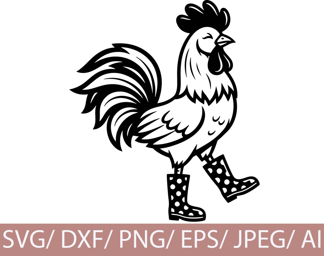 Funny Rooster SVG With Rain Boots | Farm Chicken Cut File for Cricut - Etsy