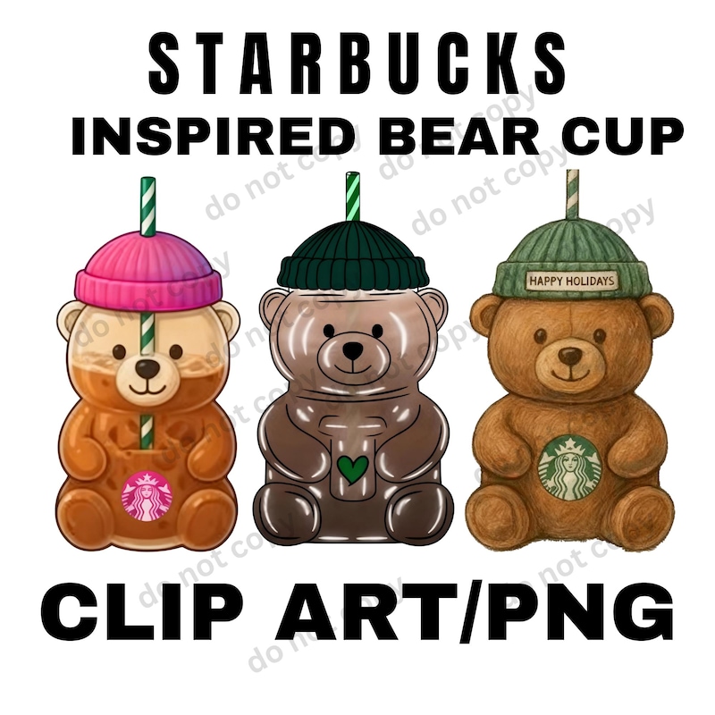 Starbucks Bears Clipart - Etsy
