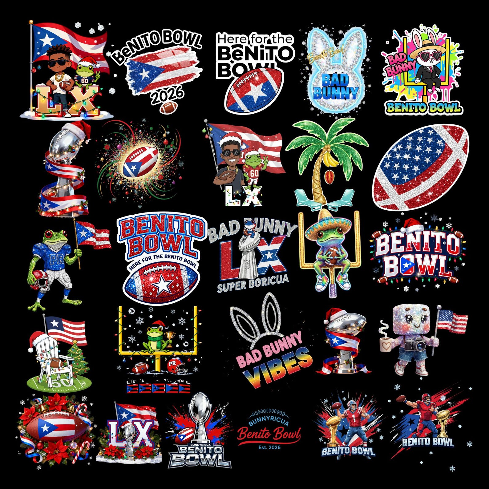 Benito Bowl 2026 Png Bundle, Football Bundle Bad Bunny Bowl PNG, Puerto ...