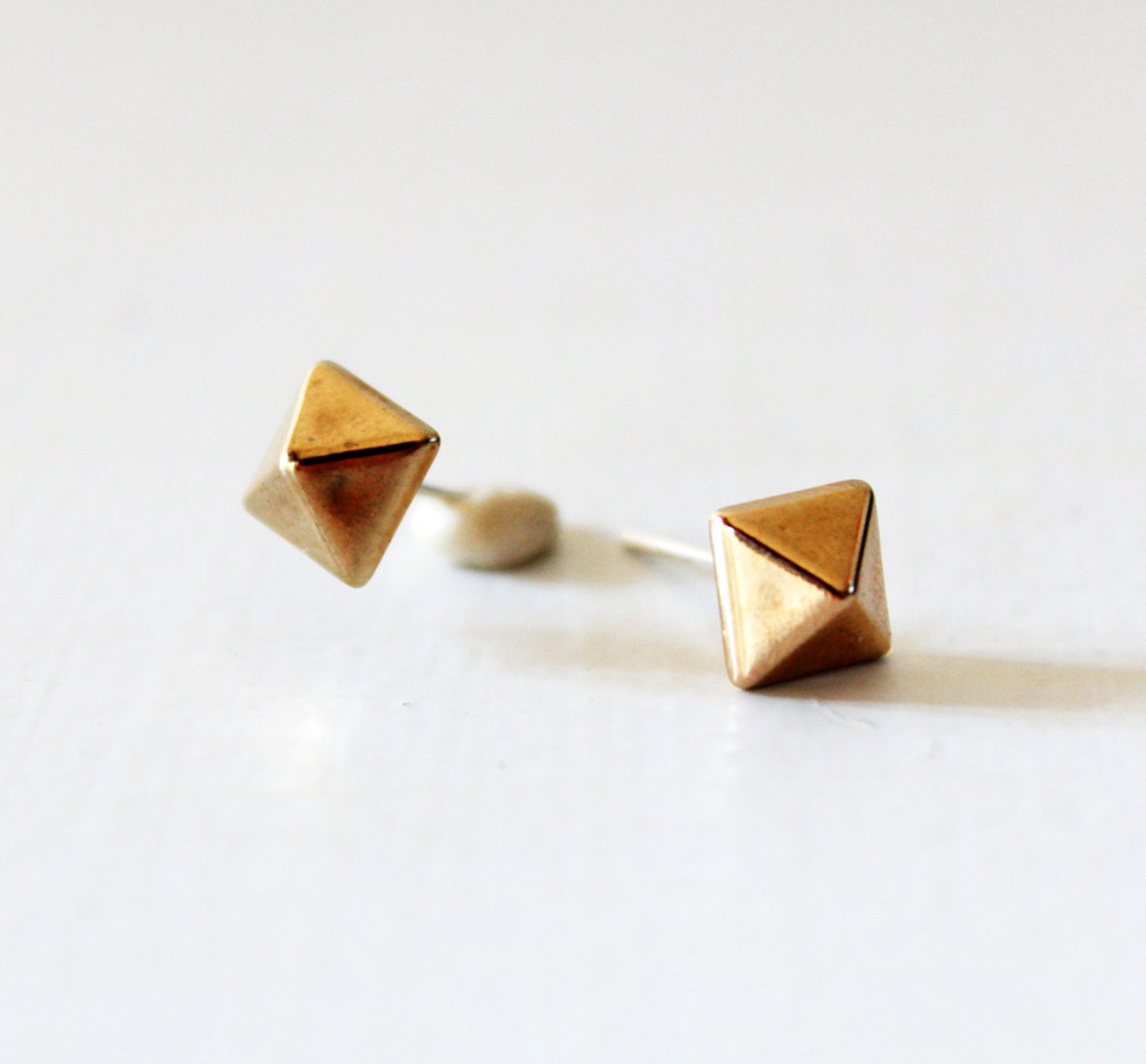 Silver Pyramid Stud Earrings Small Silver Stud Earring - Etsy
