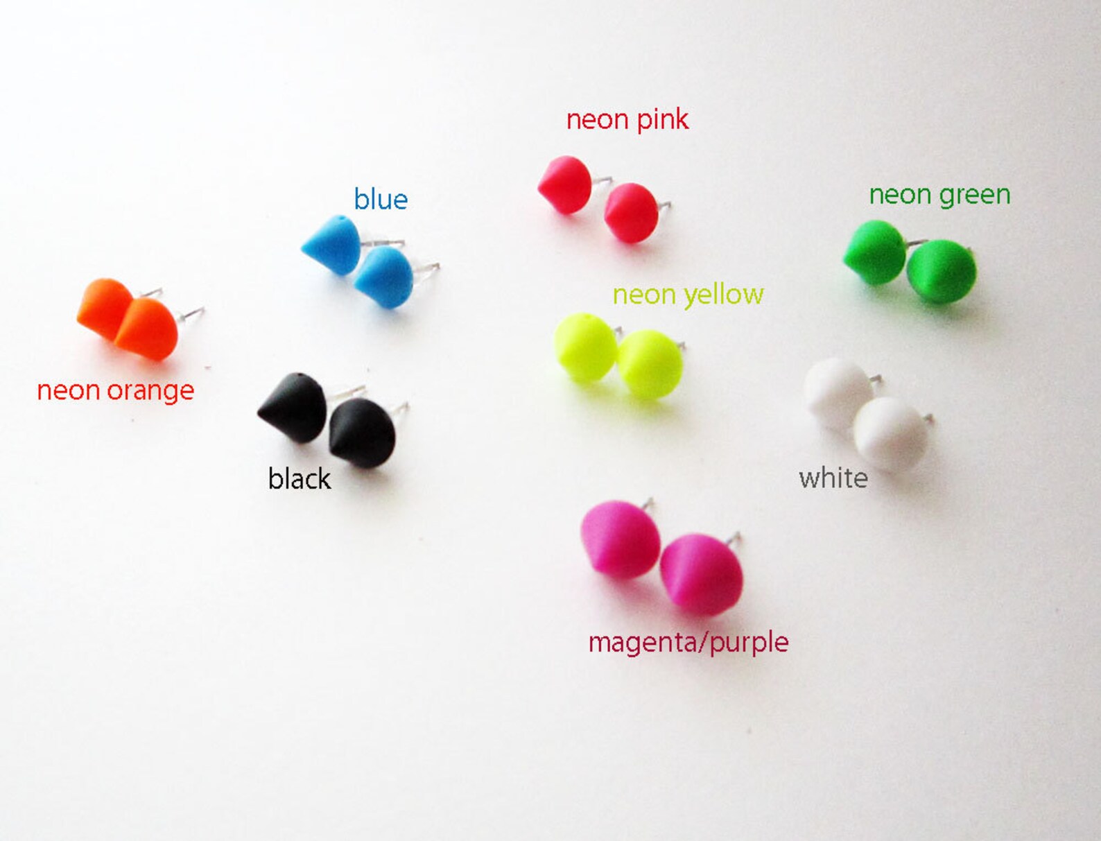 Neon Yellow Spike Stud Earrings: Cyber Goth Punk Style - Etsy