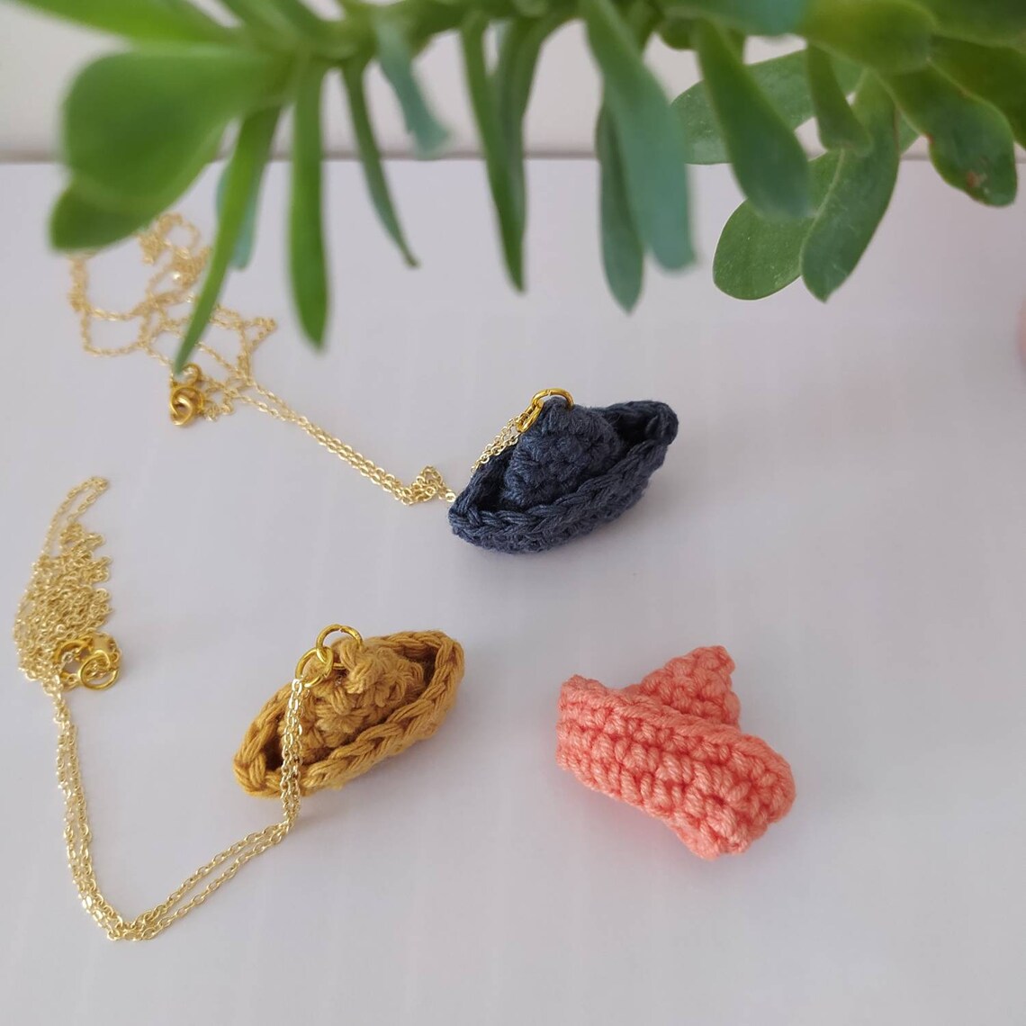Crochet Paper Boat Necklace, Crochet Boat Necklace, Crochet Jewelry ...