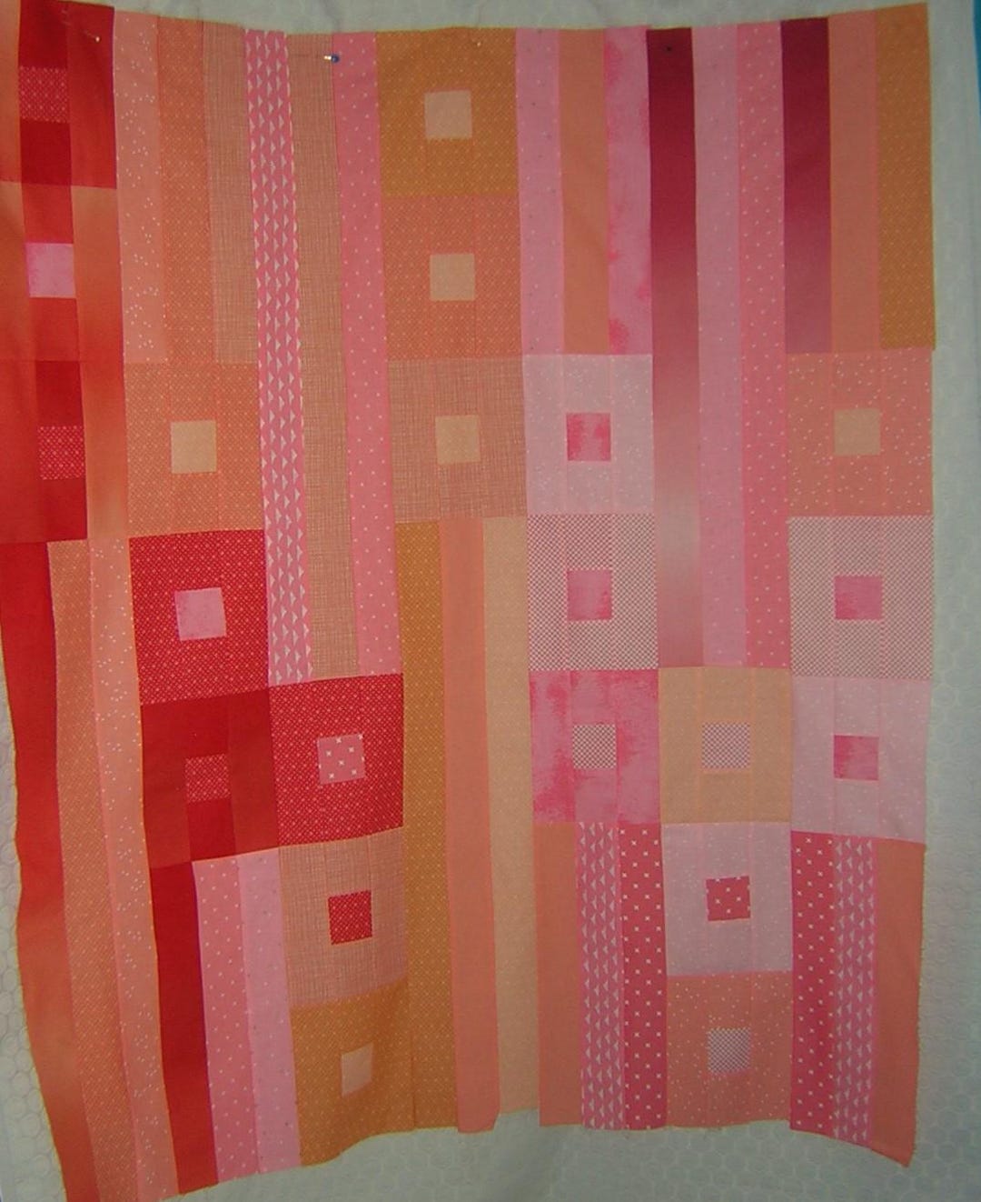 DIY - Unfinished Orange Patchwork Quilt Top -42" X 46" + + 1 Yd Orange ...