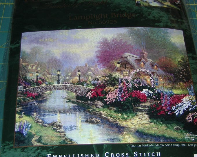 DIY -thomas Kinkade Embellished Counted Cross Stitch Kit -lamplight ...