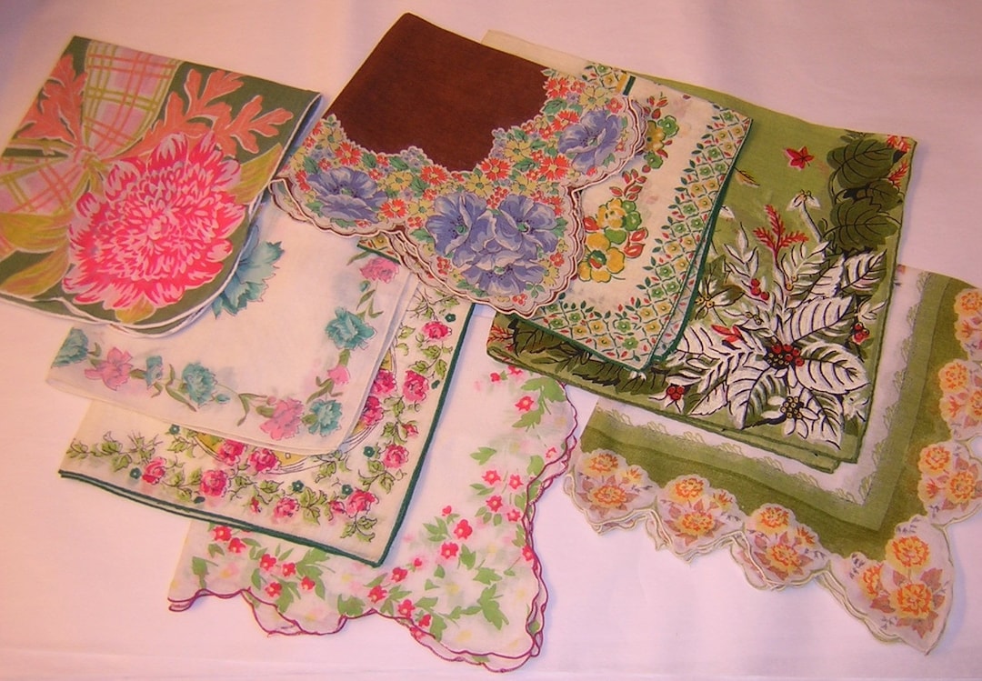 Lot of 8 Lovely Vintage Cotton Handkerchiefs in Great Condition - Etsy