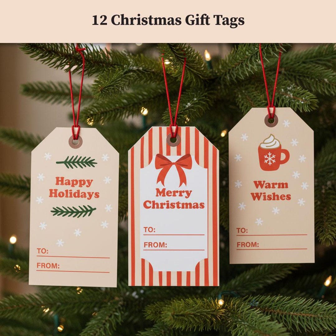 Printable Christmas Gift Tags Instant Download Holiday DIY Gift Labels ...