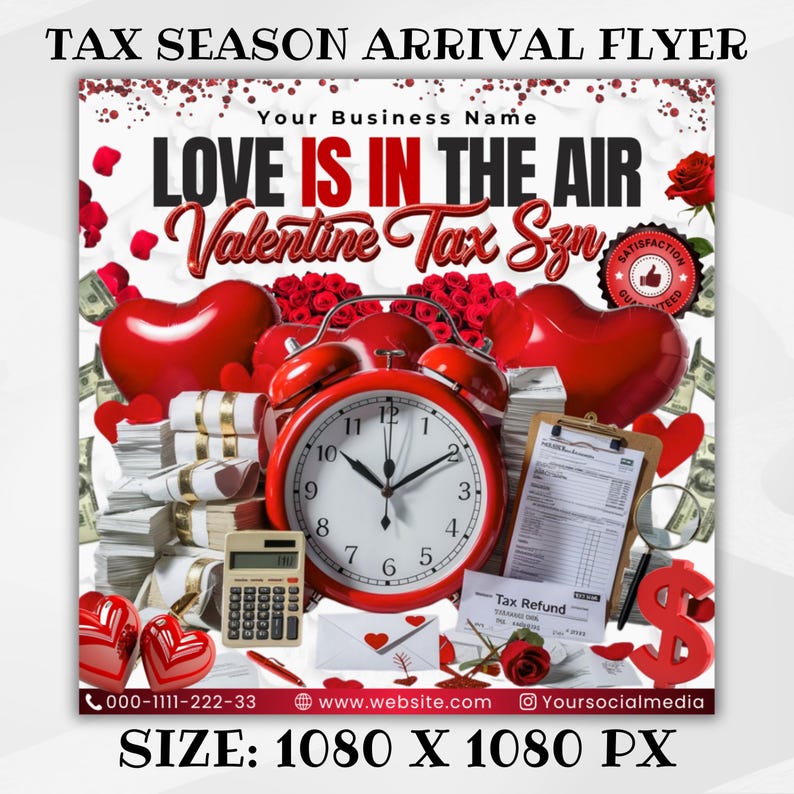 Valentines Tax Flyer Bundle, Editable Canva Templates for Tax Season ...