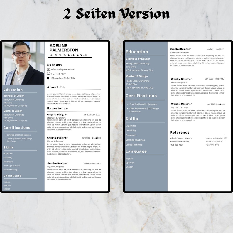 Modèle de CV minimaliste Canva, CV professionnel avec photo (format A4 ...