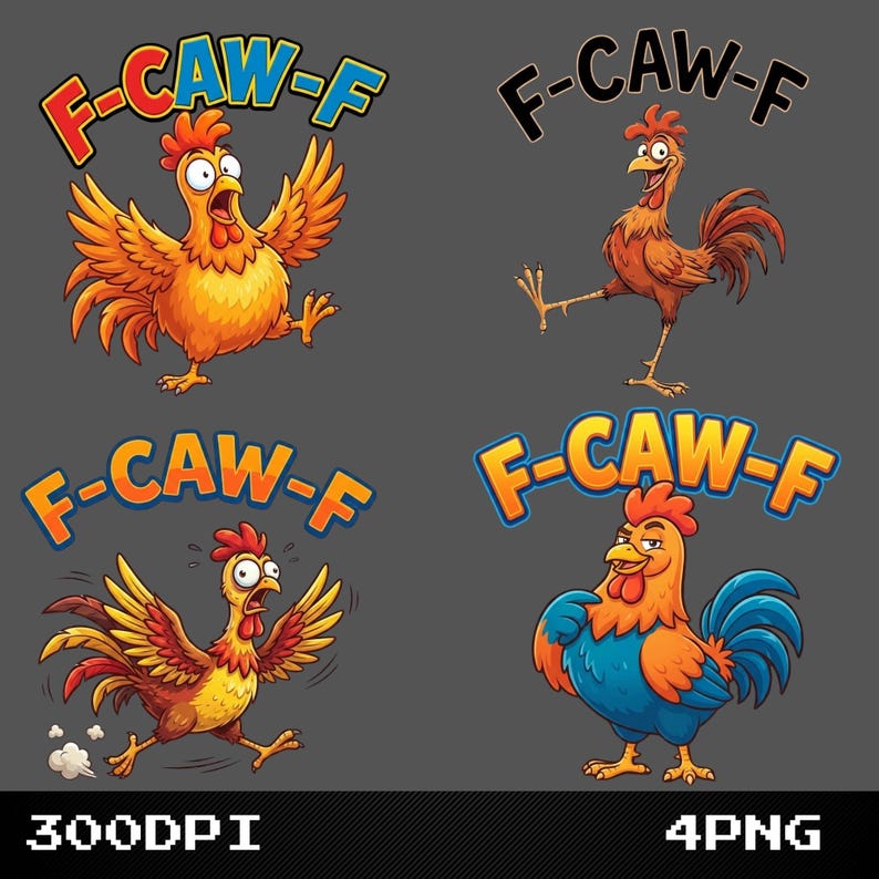 Trendy Funny F-caw-f Chicken Bundle PNG Funny Screaming Chicken PNG ...