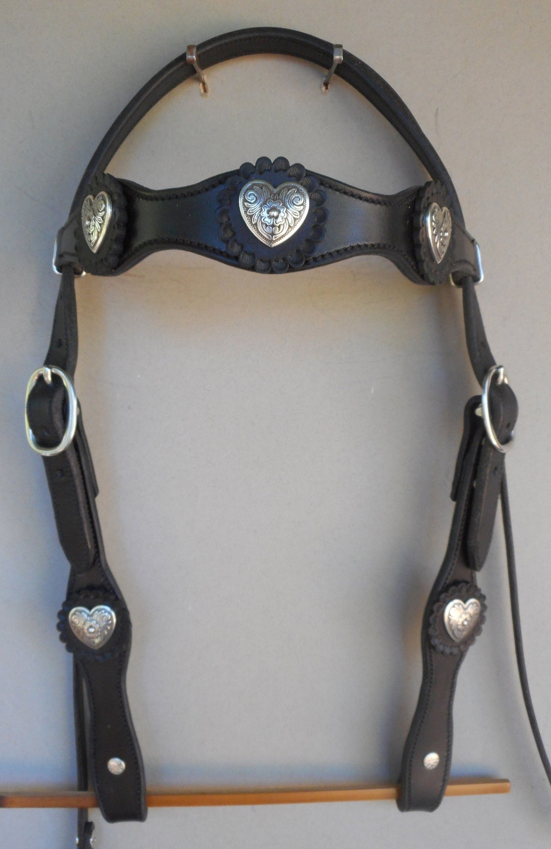 Black Headstall With Diablo Heart Conchos - Etsy