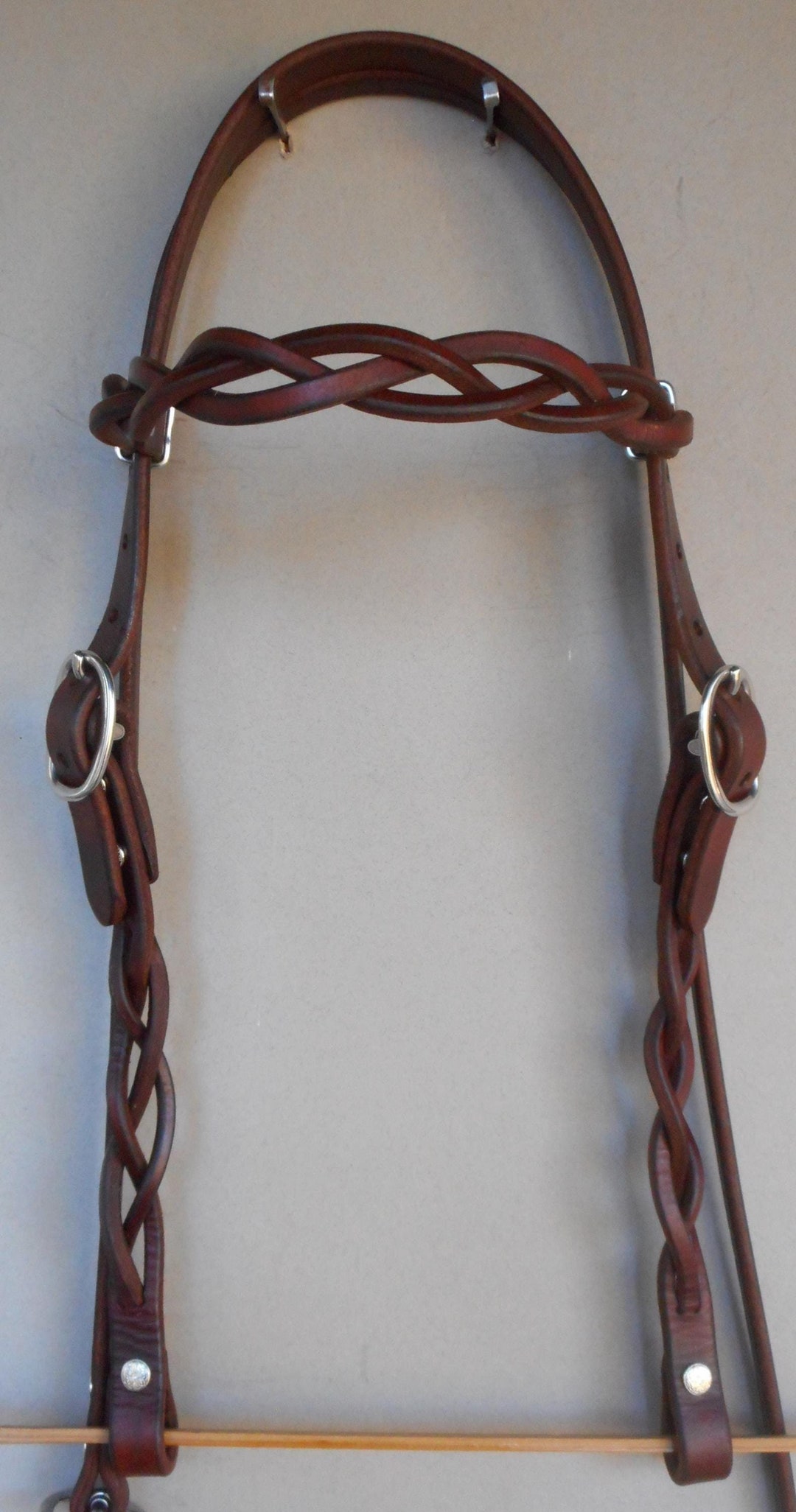 Dark Brown Mystery Braid Headstall in Harness Leather - Etsy