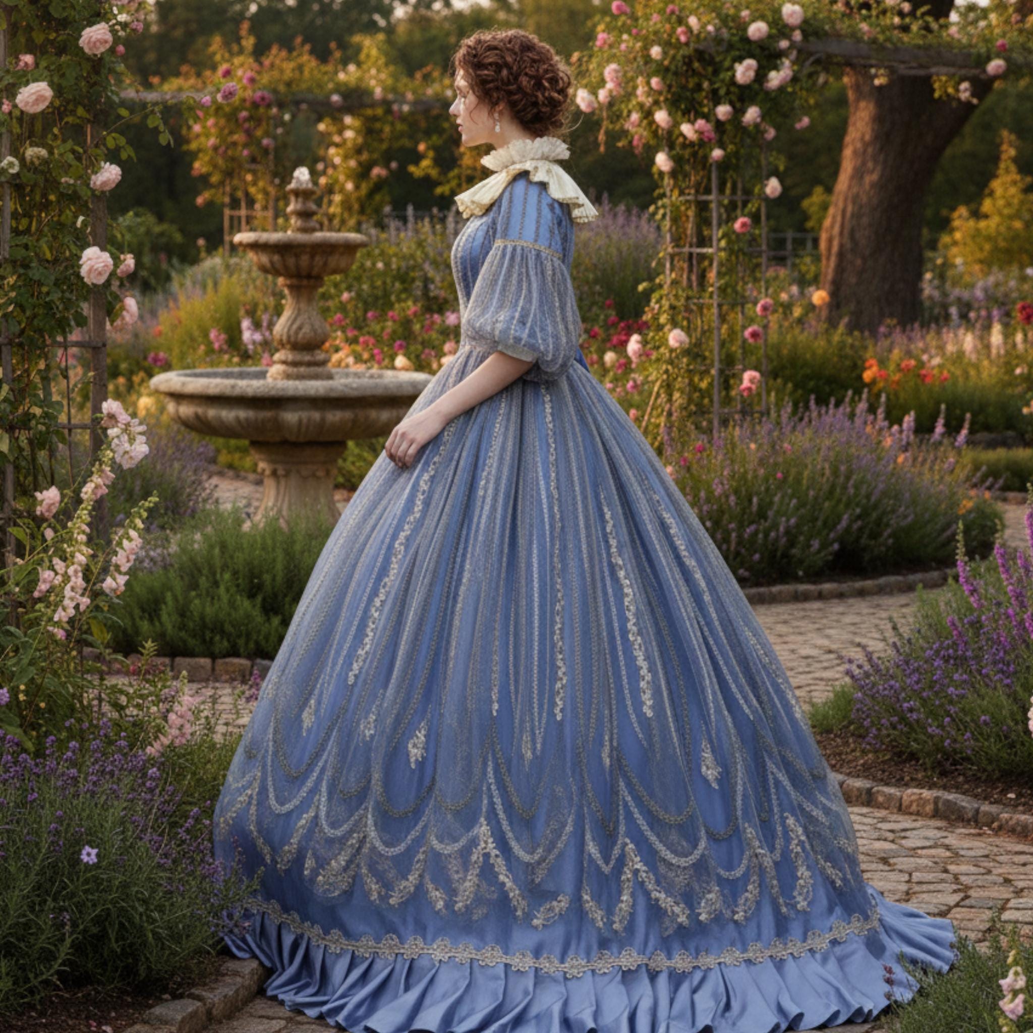 Periwinkle Blue Victorian Renaissance Gown Medieval Fantasy Dress ...