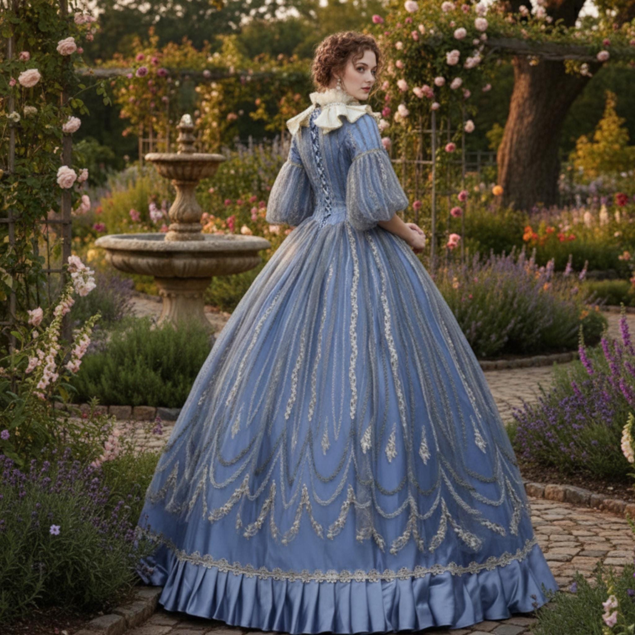 Periwinkle Blue Victorian Renaissance Gown Medieval Fantasy Dress ...