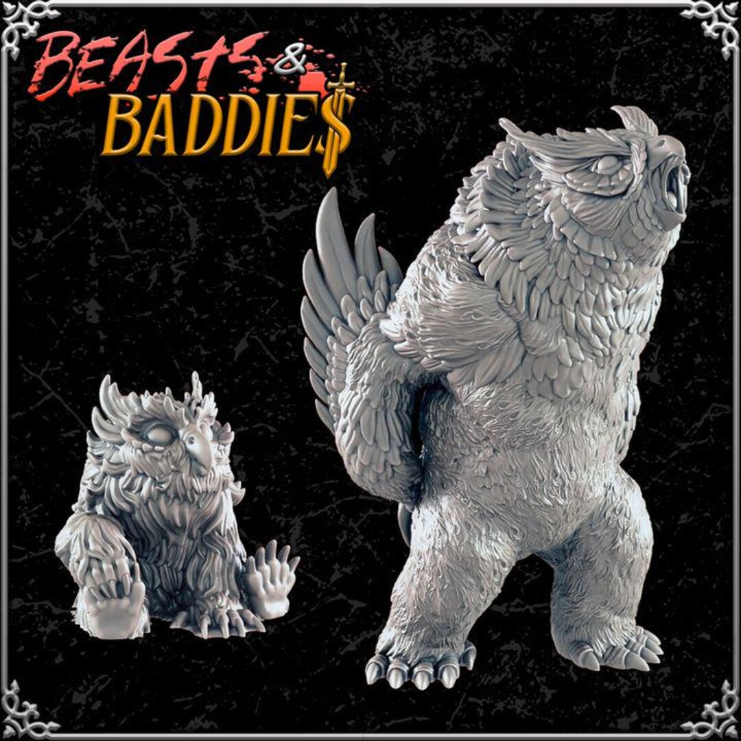 Owlbear and Cub Miniature Set for Dnd, Pathfinder - Etsy