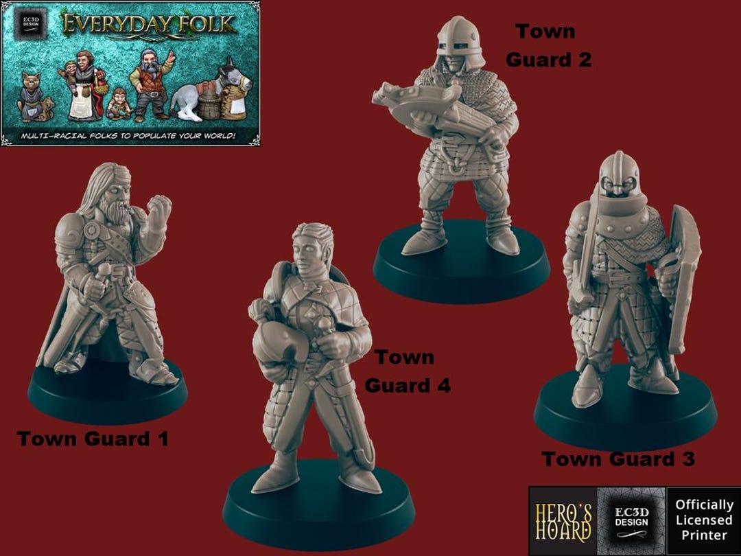Everyday Folk Collection Town Guard Figures From Creator EC3D Designs ...