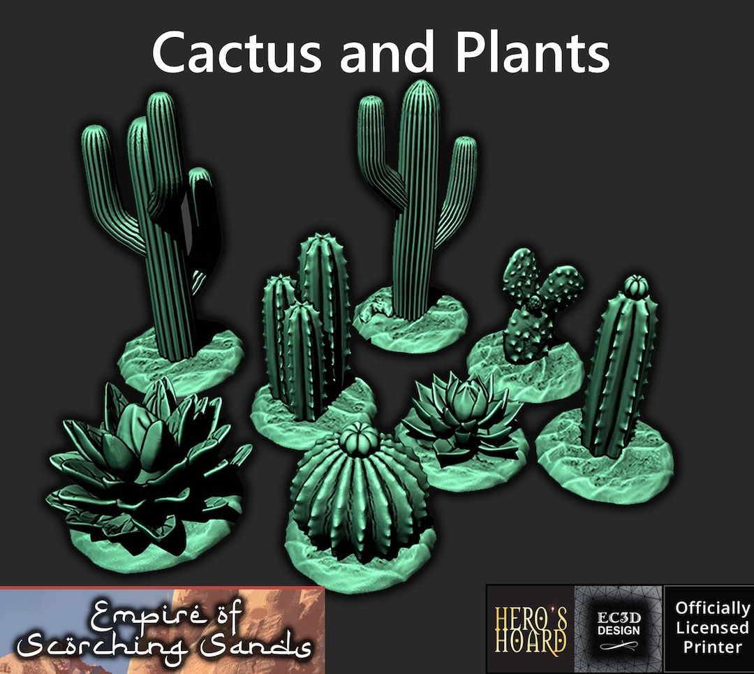 Desert Cactus and Plants, Dnd Terrain, RPG Wargame Scenery (25/28/32mm ...