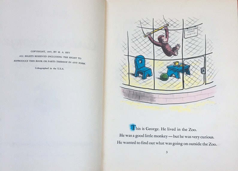 Curious George Takes a Job First Edition H.A. Rey 1947 - Etsy