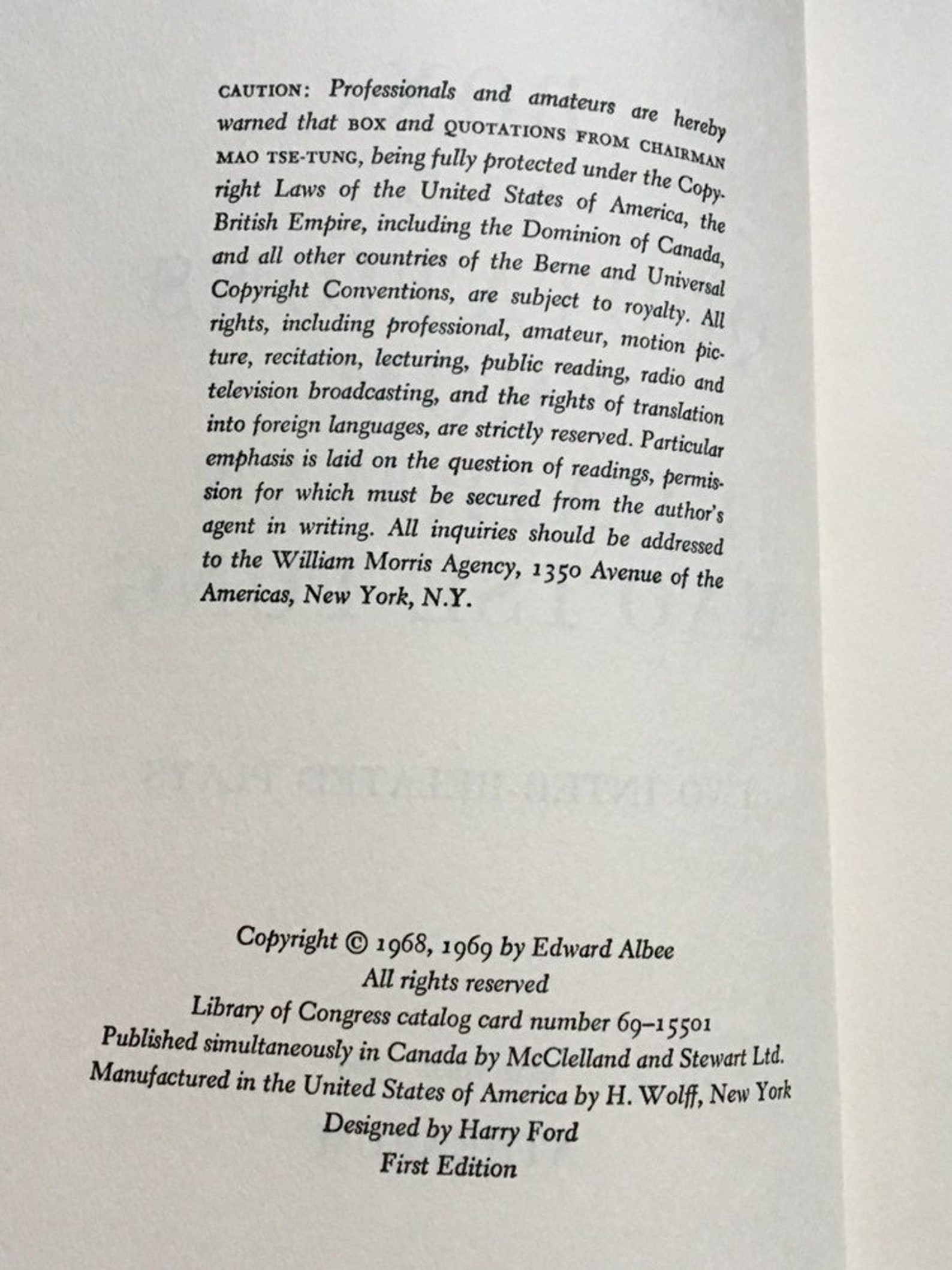 Edward Albee Signed First Edition Box and Quotations from Mao | Etsy