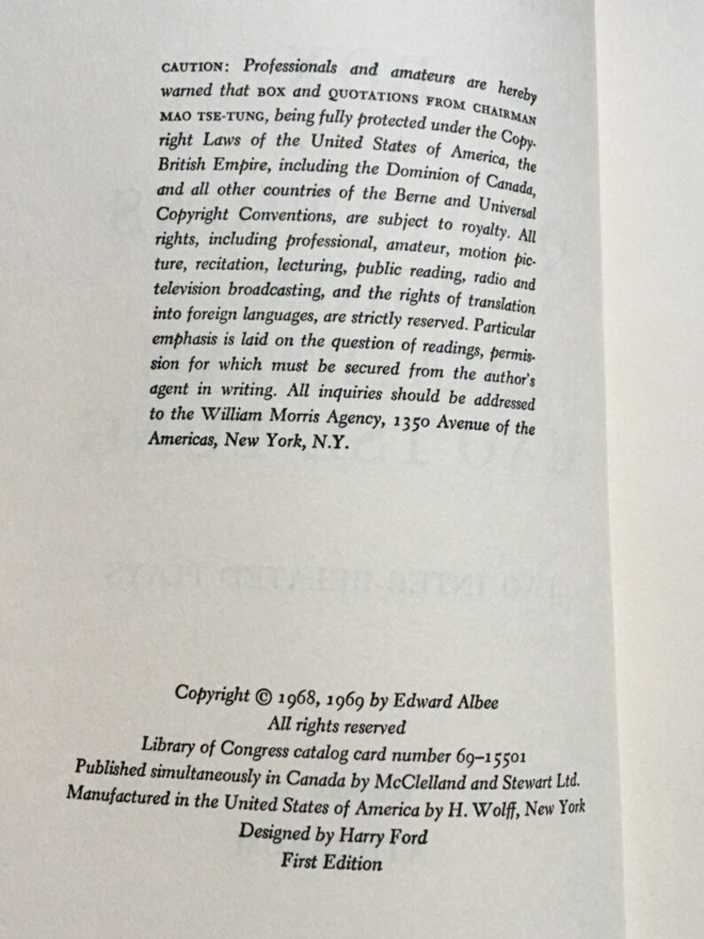 Edward Albee Signed First Edition Box and Quotations from Mao | Etsy
