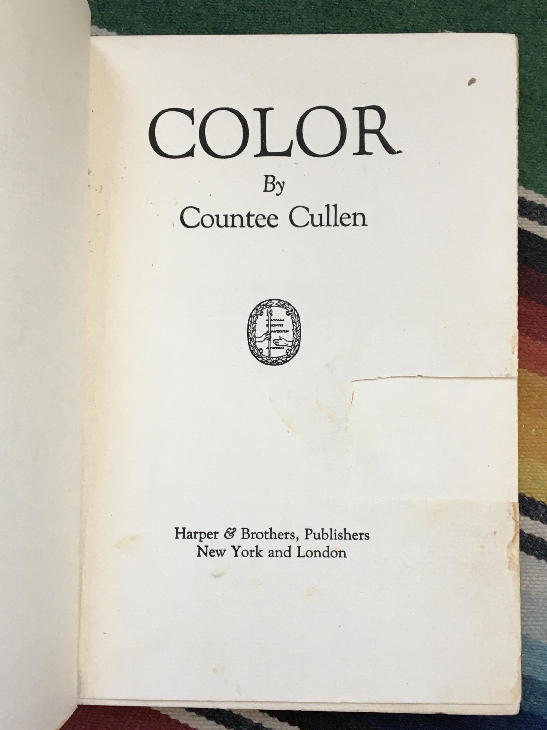 Signed Countee Cullen Color Harlem Renaissance Poetry 1925 - Etsy