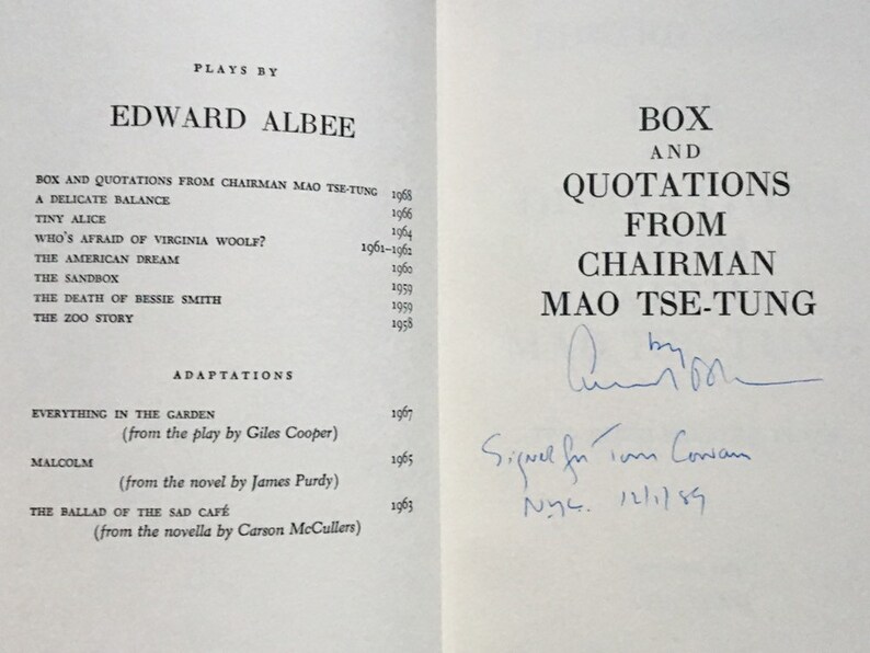Edward Albee Signed First Edition Box and Quotations from Mao | Etsy
