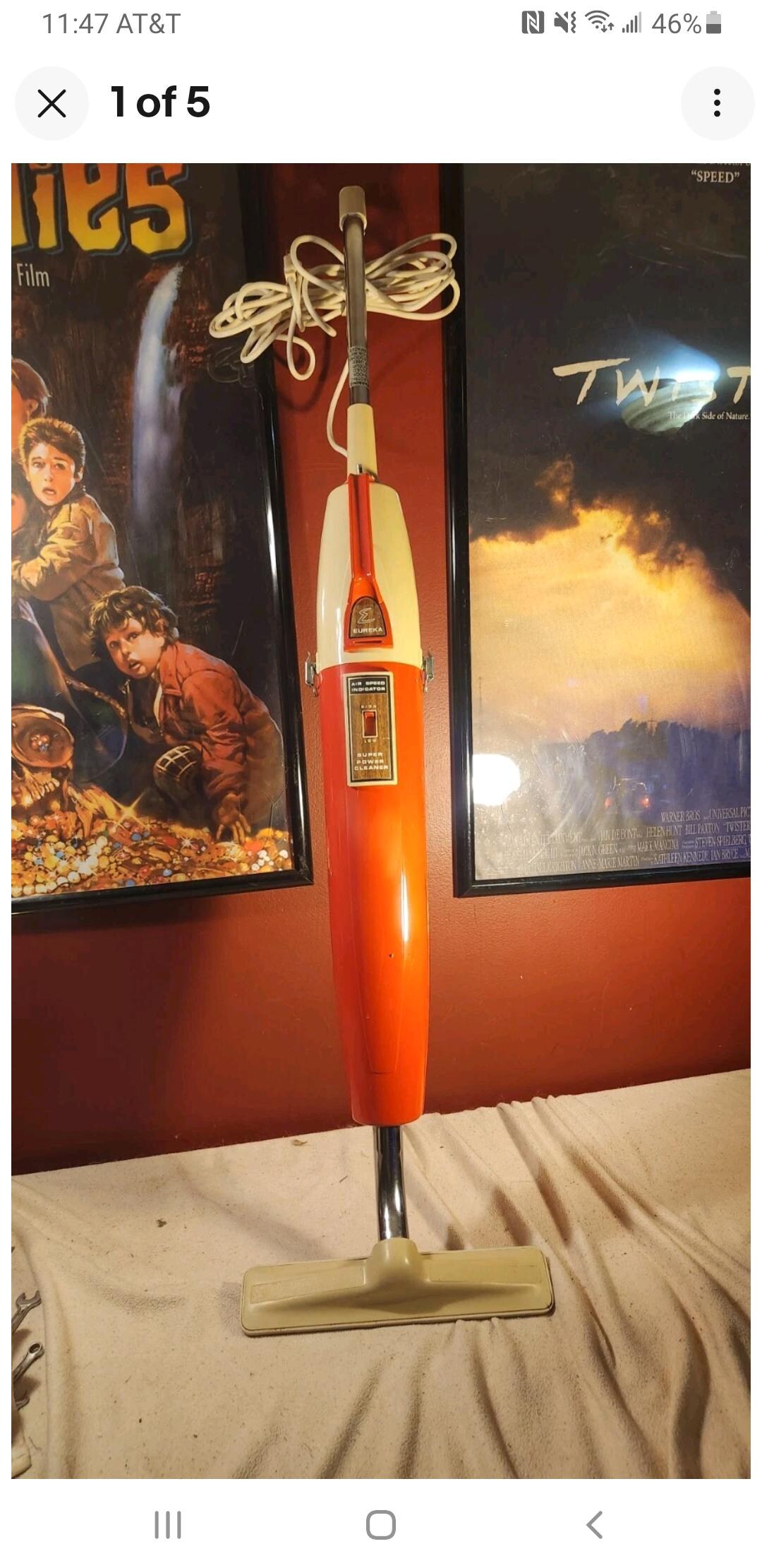 Vintage Red Eureka 2 Speed Stick Vacuum Cleaner Broom Model 123 Super ...