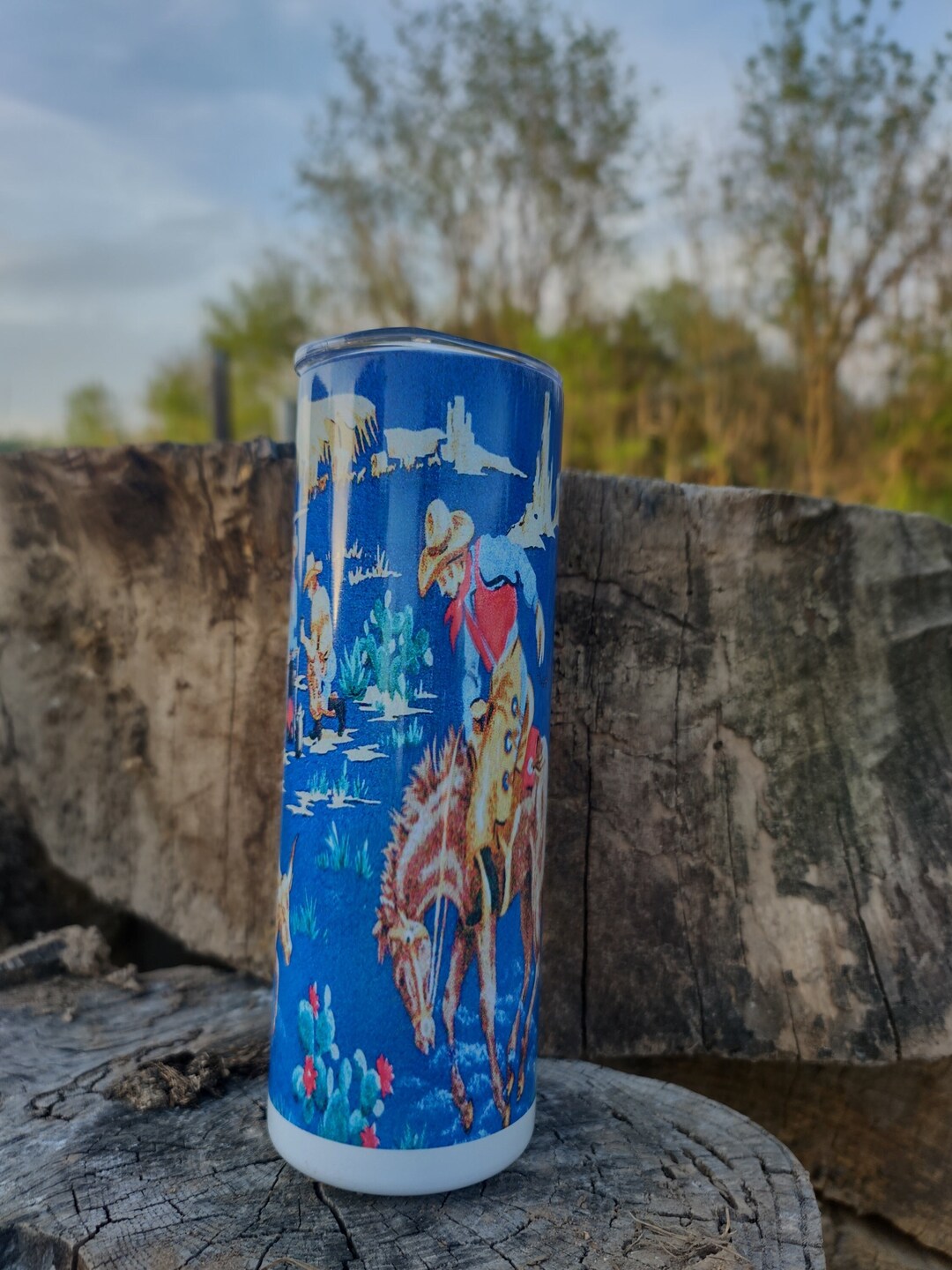 Colorful Vintage Western Cowboy Round up Themed Metal Tumbler - Etsy