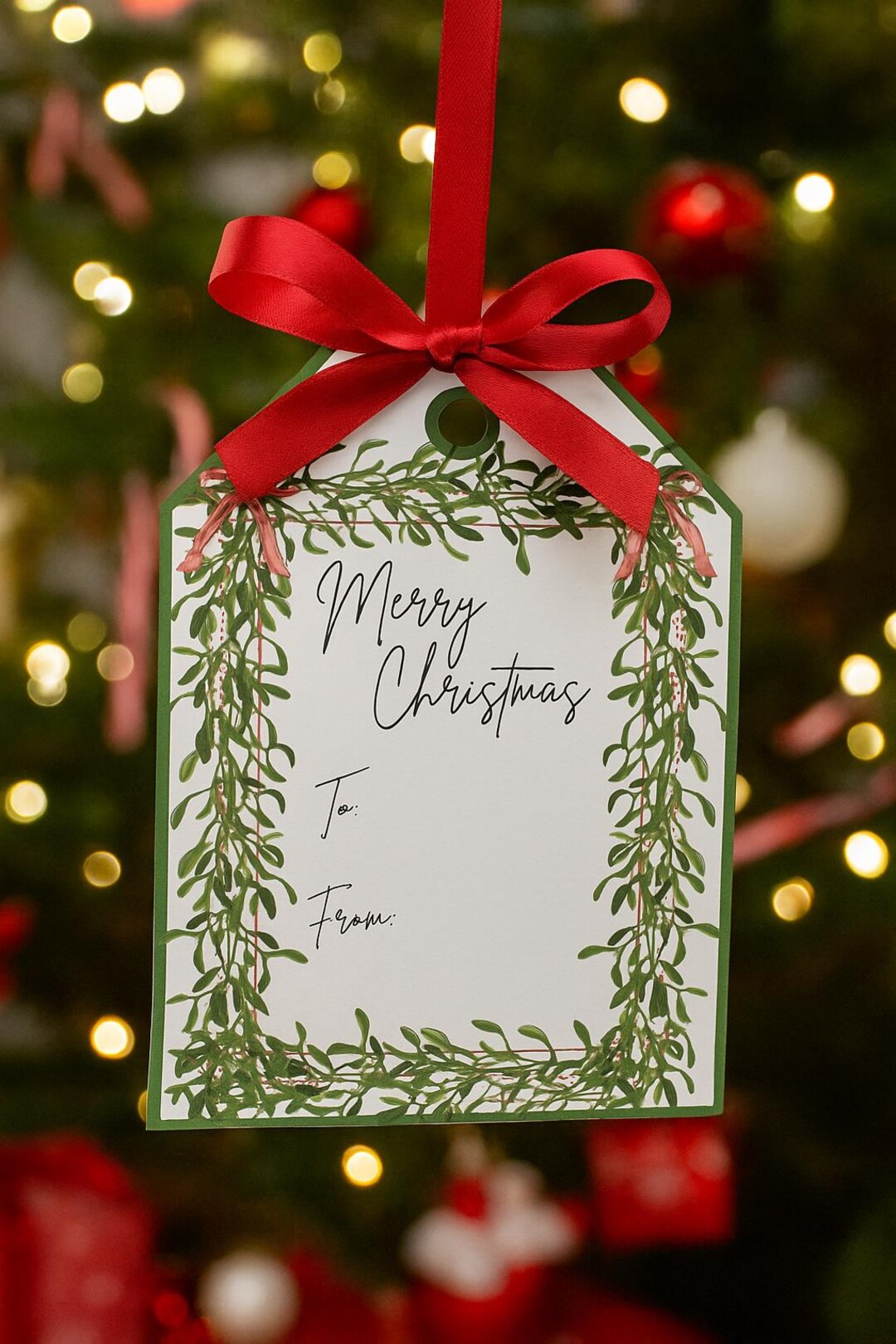 Merry Christmas Gift Tag Printable | Holiday Gift Label | Festive ...